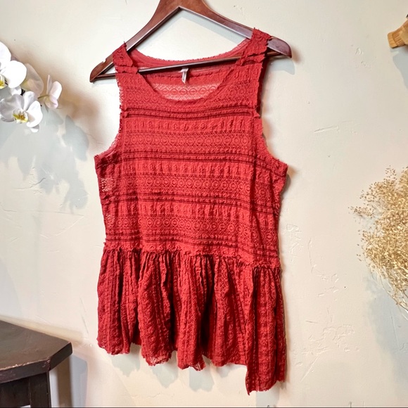 Free People | Dresses | Free People Dark Orange Top Crochet Full Lace ...